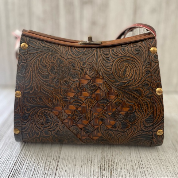 Bags | Vintage Hard Case Handbag Wood And Leather | Poshmark